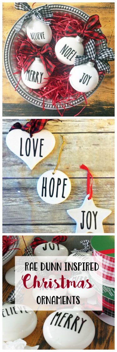 Easy DIY Rae Dunn Inspired Christmas Ornaments Three Ways